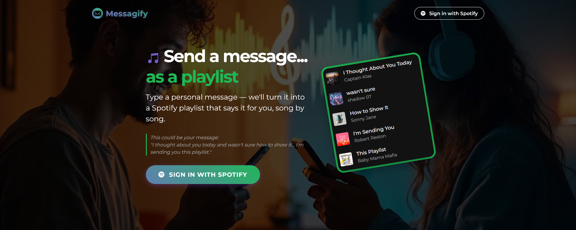 Messagify - Send a message as a playlist